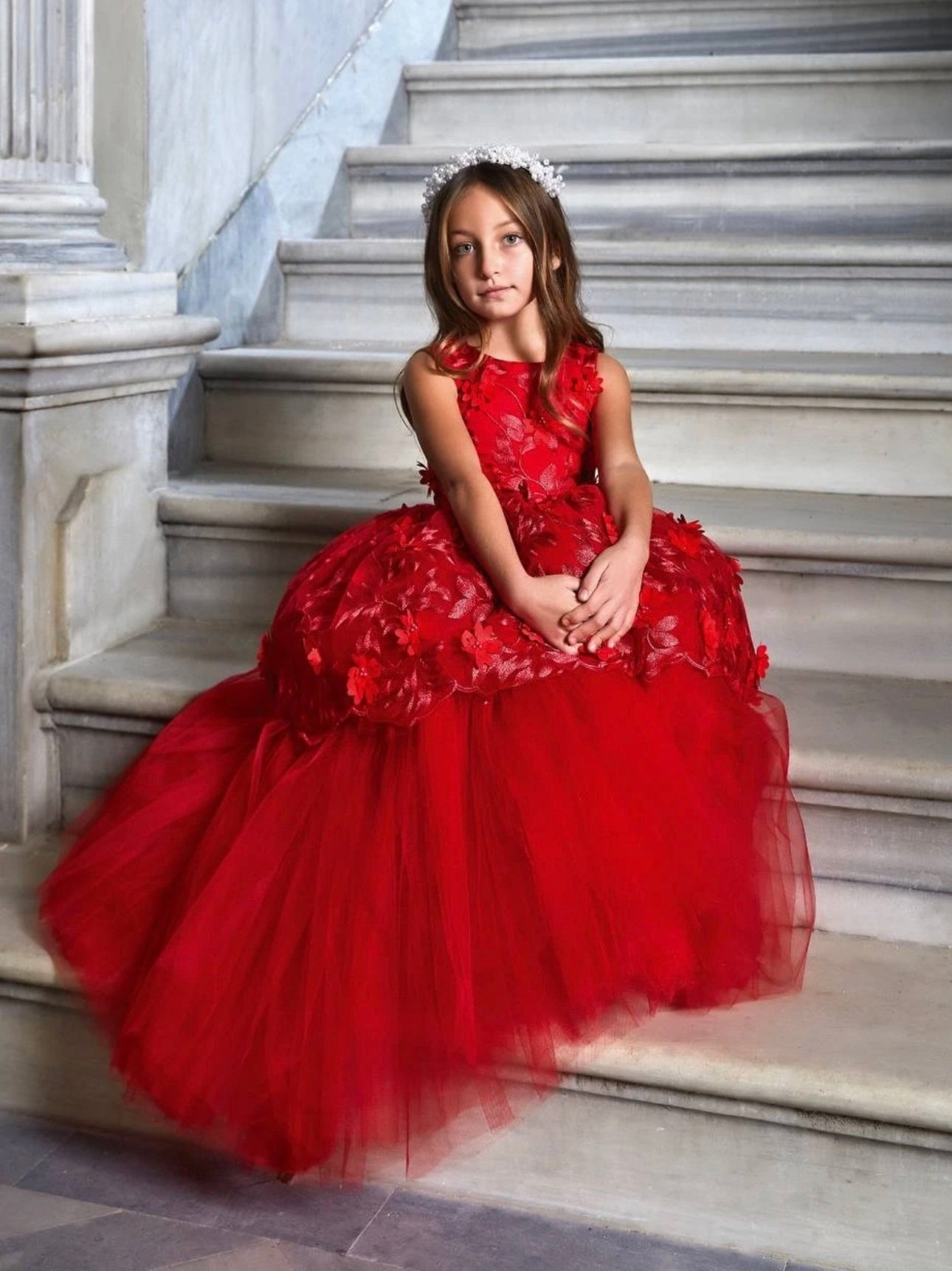 ROYAL BLOSSOM RED PRINCESS DRESS – Lydia Kids